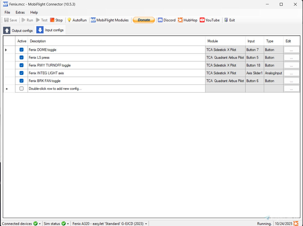 Mobiflight profile Fenix A319/A320/A321 TCA sidestick and quadrant ...