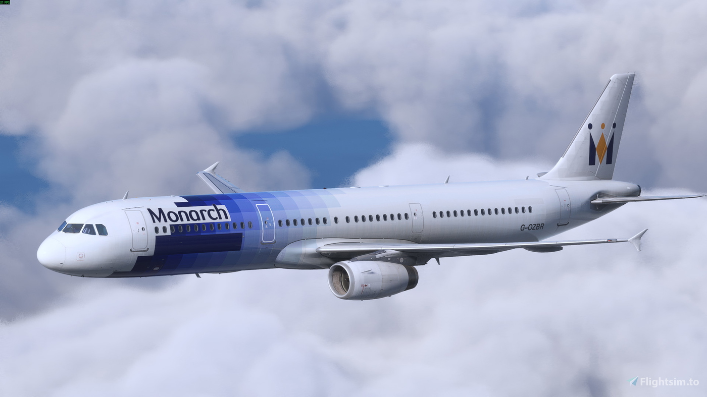 Monarch Airlines Spirit 'Blue Pixel' Hybrid G-OZBR | w/Cabin | 4K+8K | Fenix A321 para Microsoft ...