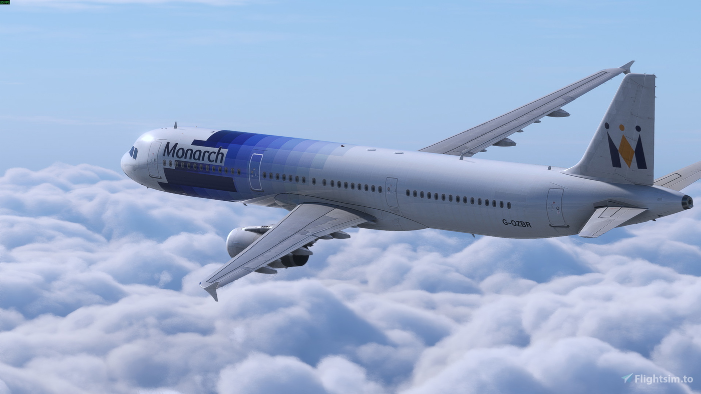 Monarch Airlines Spirit 'Blue Pixel' Hybrid G-OZBR | w/Cabin | 4K+8K | Fenix A321 for Microsoft ...