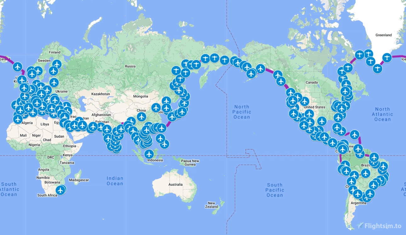 MSFS 2020/24 World Tour Map for Microsoft Flight Simulator | MSFS