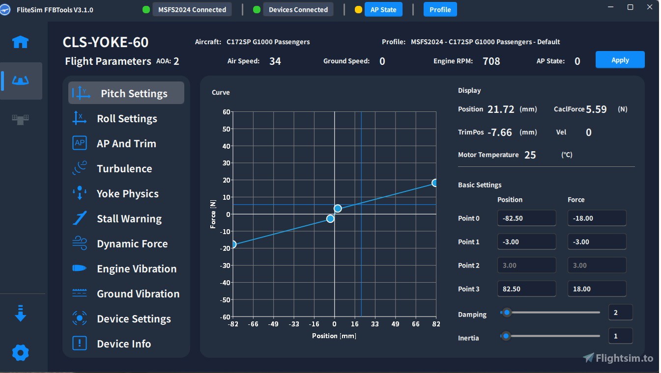 MSFS 2024 CLS60 FFB Yoke C172 profile for Microsoft Flight Simulator | MSFS