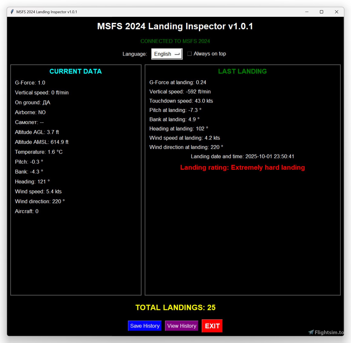 MSFS 2024 Landing Inspector a oldalon. Microsoft Flight Simulator | MSFS