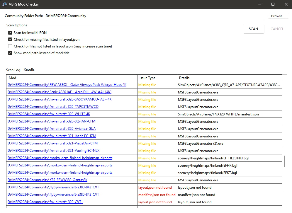 MSFS Community Mod Checker for Microsoft Flight Simulator | Feed