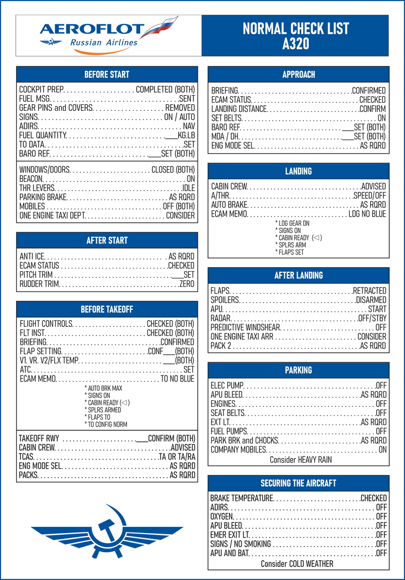 Normal Checklist - Airbus A320 - Swiss - Air Serbia - Aeroflot ...