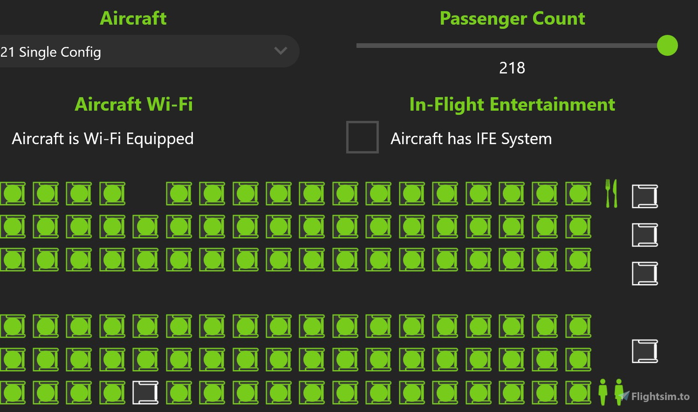 PACX A321 Single Config -218 pax for Microsoft Flight Simulator | MSFS