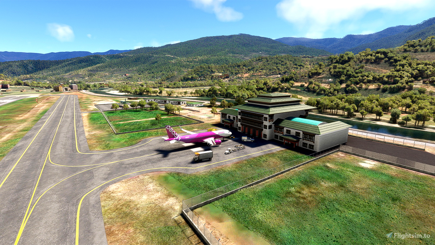 Paro Airport (VQPR) Remake and Nearby Landmarks Microsoft Flight Simulator