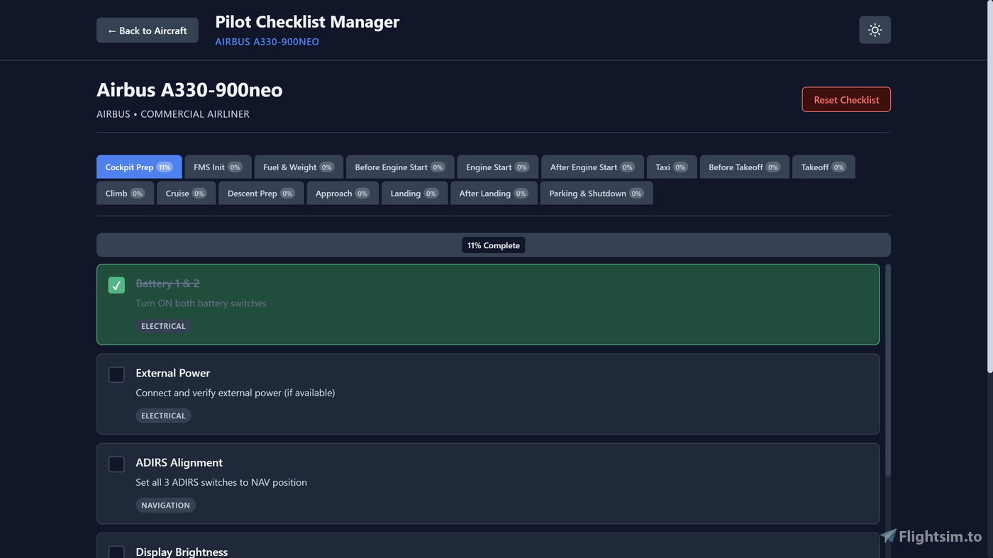 Pilot Checklist Manager for Microsoft Flight Simulator | MSFS