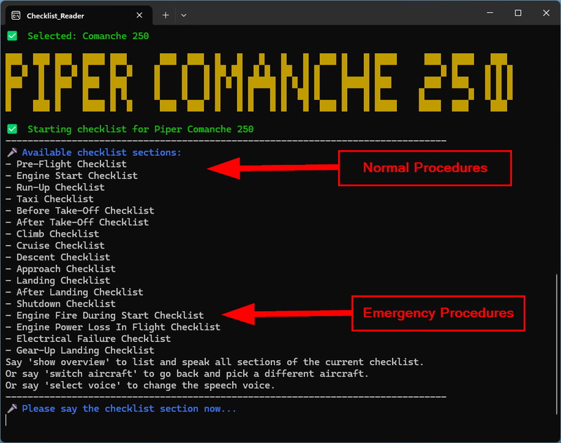 Piper Comanche 250 – Checklist Bundle for Checklist Reader for ...