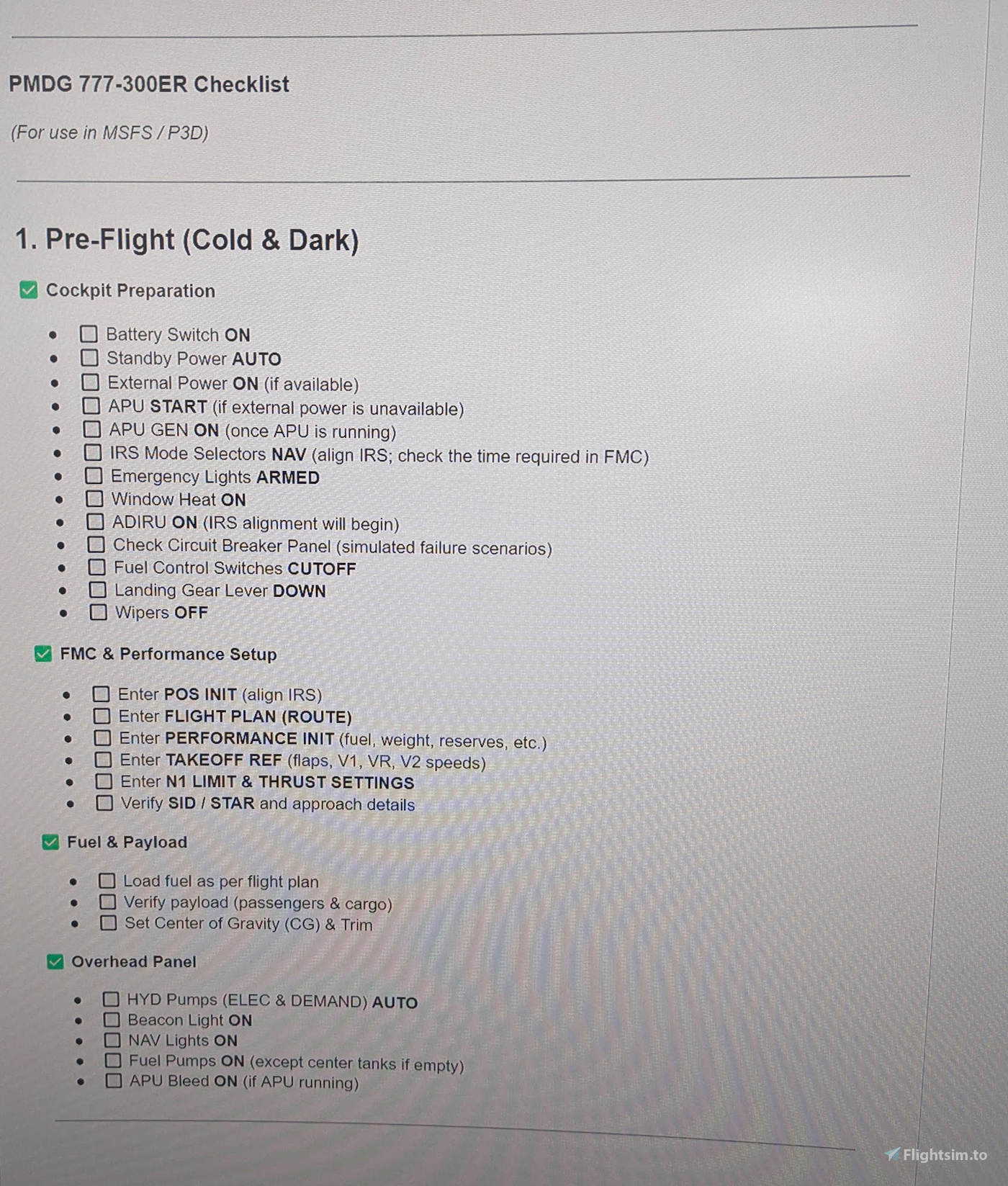 PMDG 737 Family Checklists for Microsoft Flight Simulator | MSFS