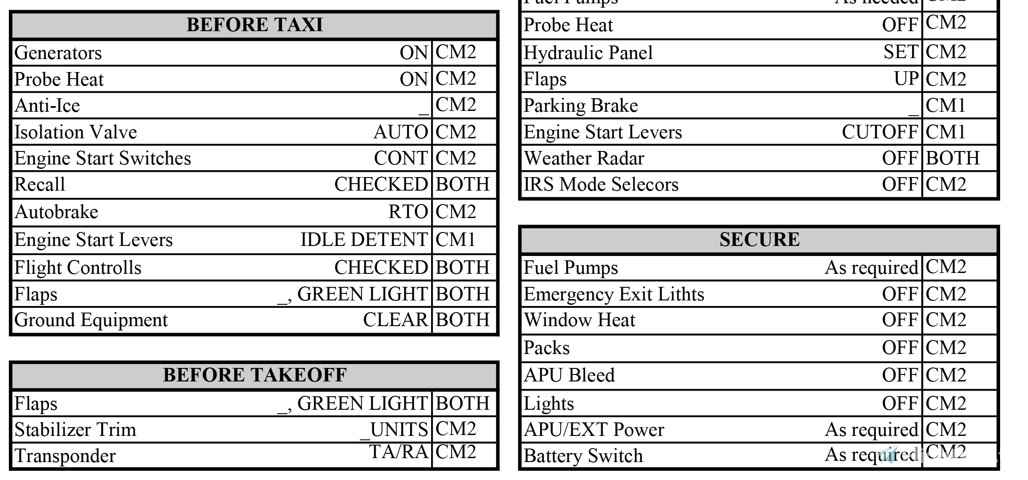 PMDG 737NG Normal Checklist for Microsoft Flight Simulator | MSFS