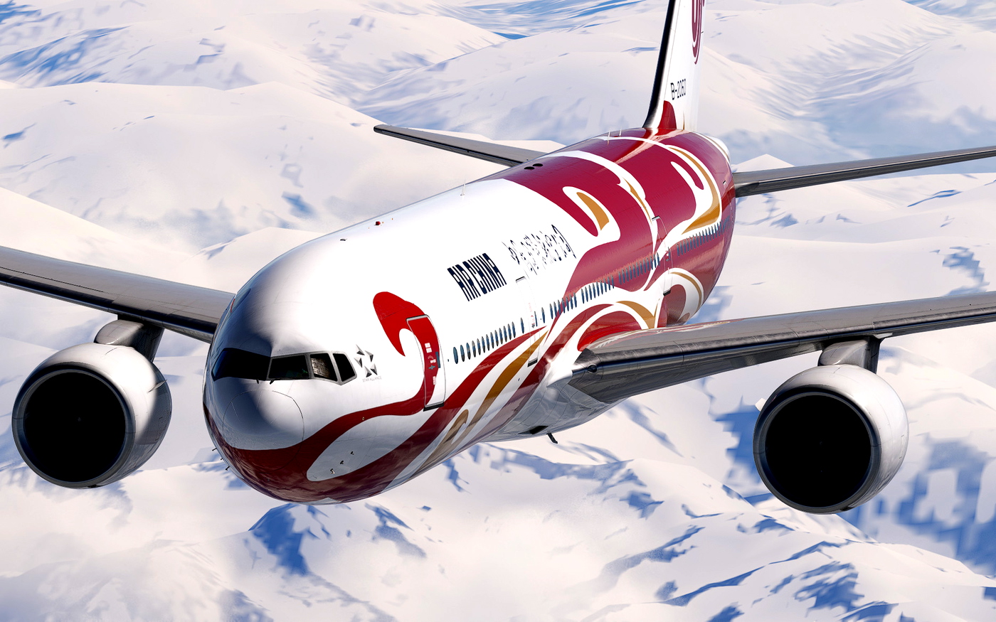 PMDG 777-200ER(PW) Air China Red Phoneix B-2060 Speical Livery for ...