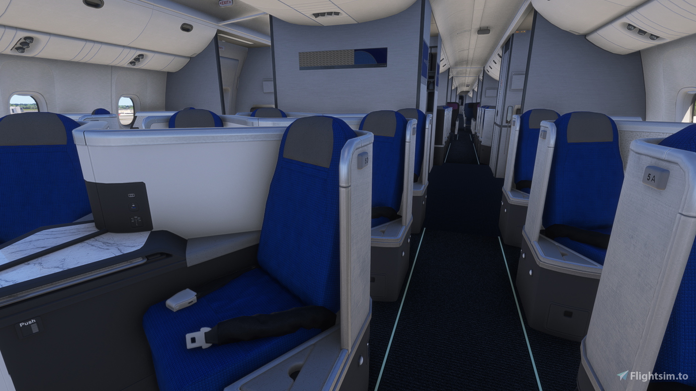 PMDG 777-200ER /w cabin United Airlines Evo Blue fleet for Microsoft Flight Simulator | MSFS