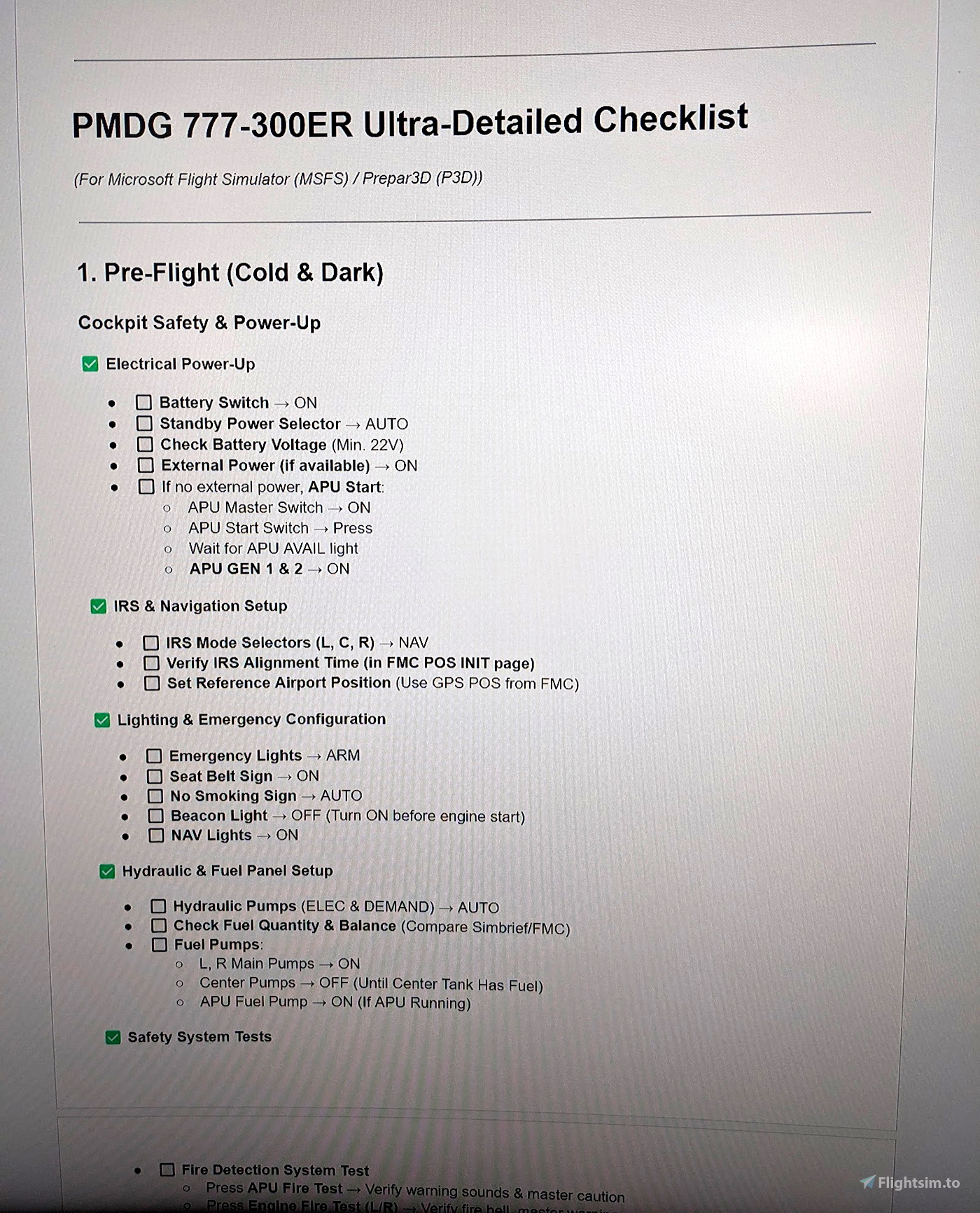 PMDG 777-300er Checklist for Microsoft Flight Simulator | Feed