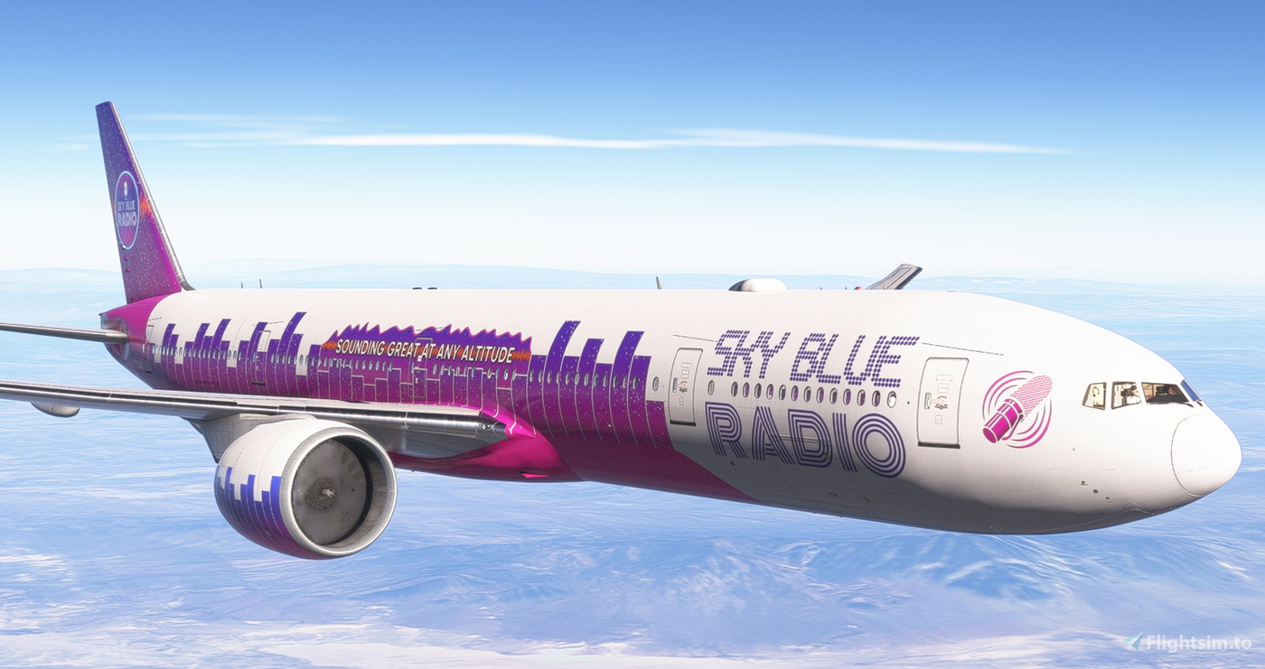 PMDG 777-300ER in Sky Blue Radio Livery 对于 Microsoft Flight Simulator ...