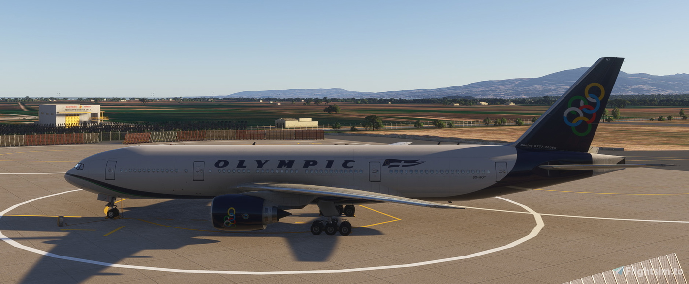 PMDG 777-200ER Olympic Air Fictional (SX-HOT) 8K pour Microsoft Flight Simulator | MSFS