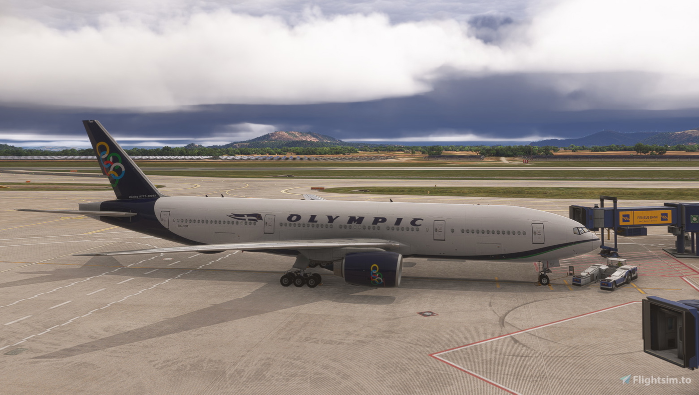 PMDG 777-200ER Olympic Air Fictional (SX-HOT) 8K pour Microsoft Flight Simulator | MSFS