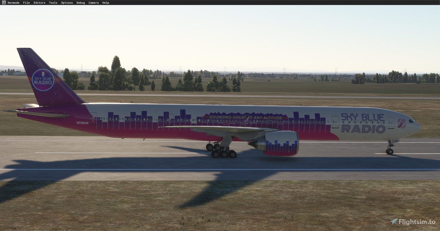 PMDG 777-300ER Sky Blue Radio Livery for Microsoft Flight Simulator | MSFS