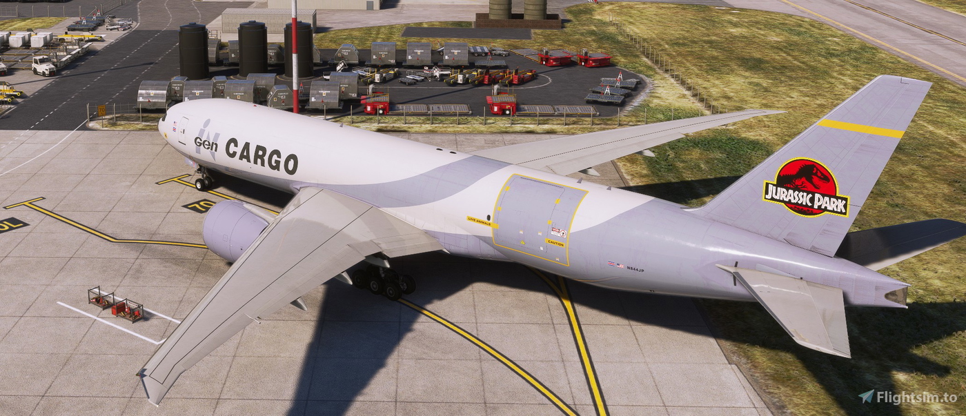 PMDG 777F - InGen Cargo - Jurassic Park - Grey Livery. 8K (Fictional) のために Microsoft Flight ...