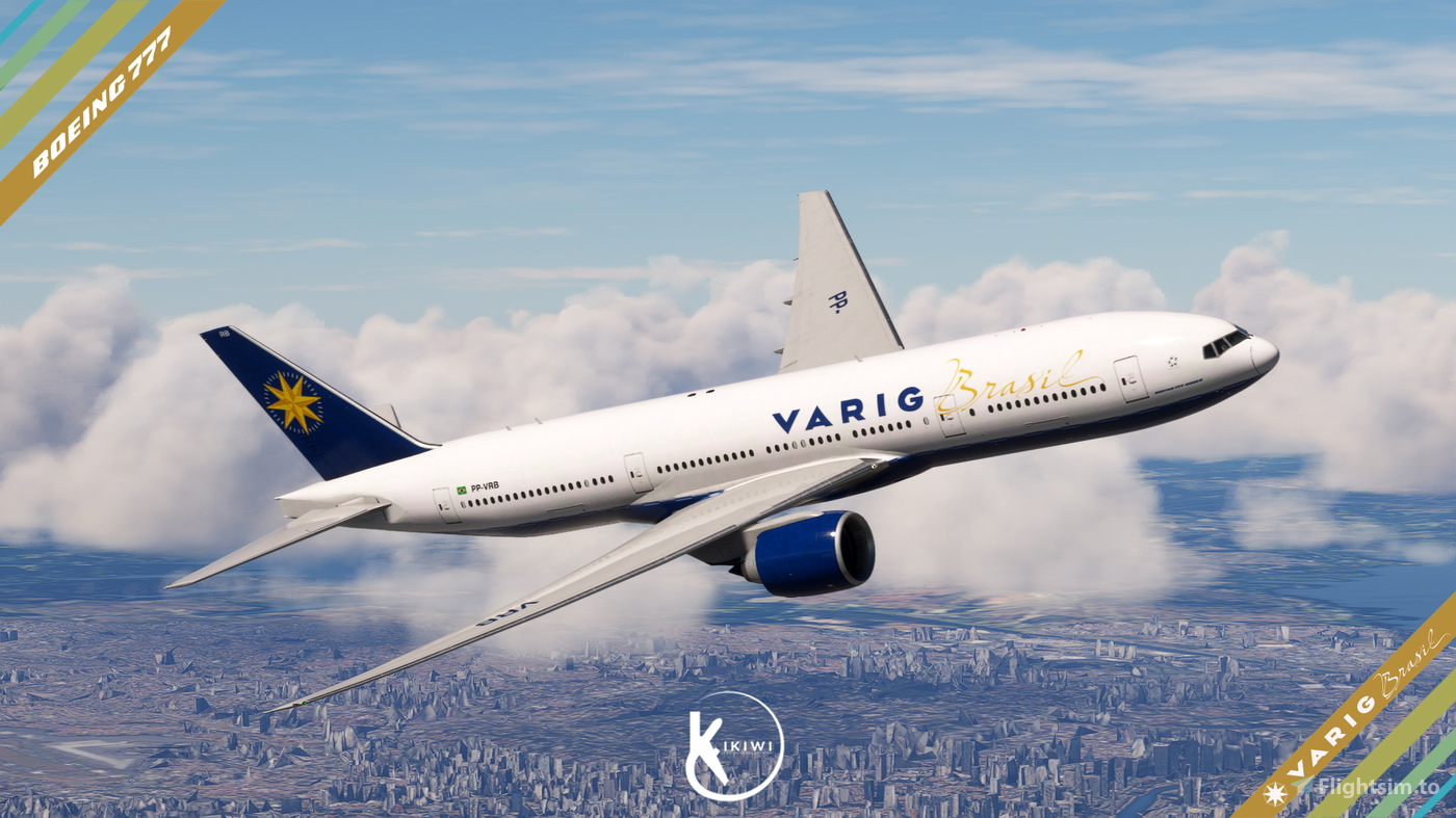 PMDG Boeing 777-200ER Varig Brasil 1996 Livery PP-VRB 8K for Microsoft ...