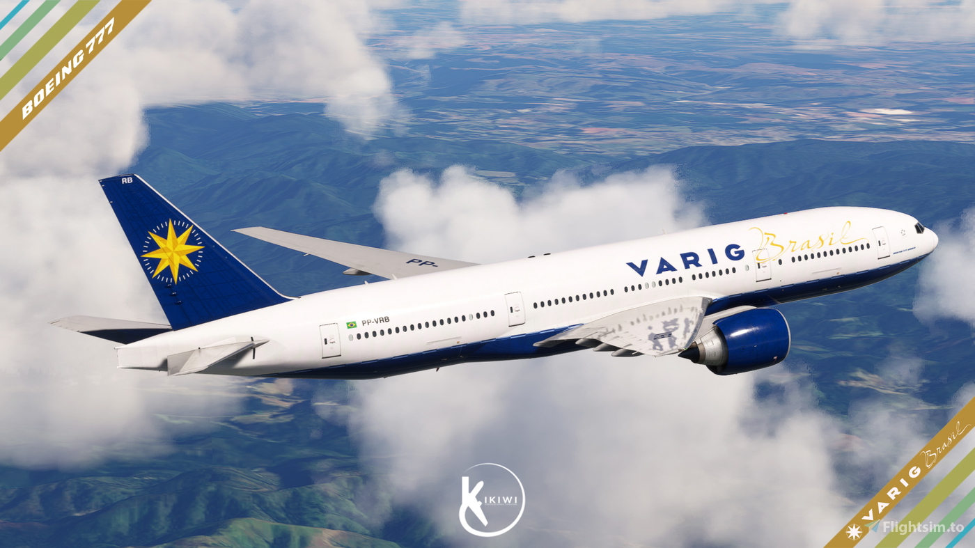 PMDG Boeing 777-200ER Varig Brasil 1996 Livery PP-VRB 8K for Microsoft ...