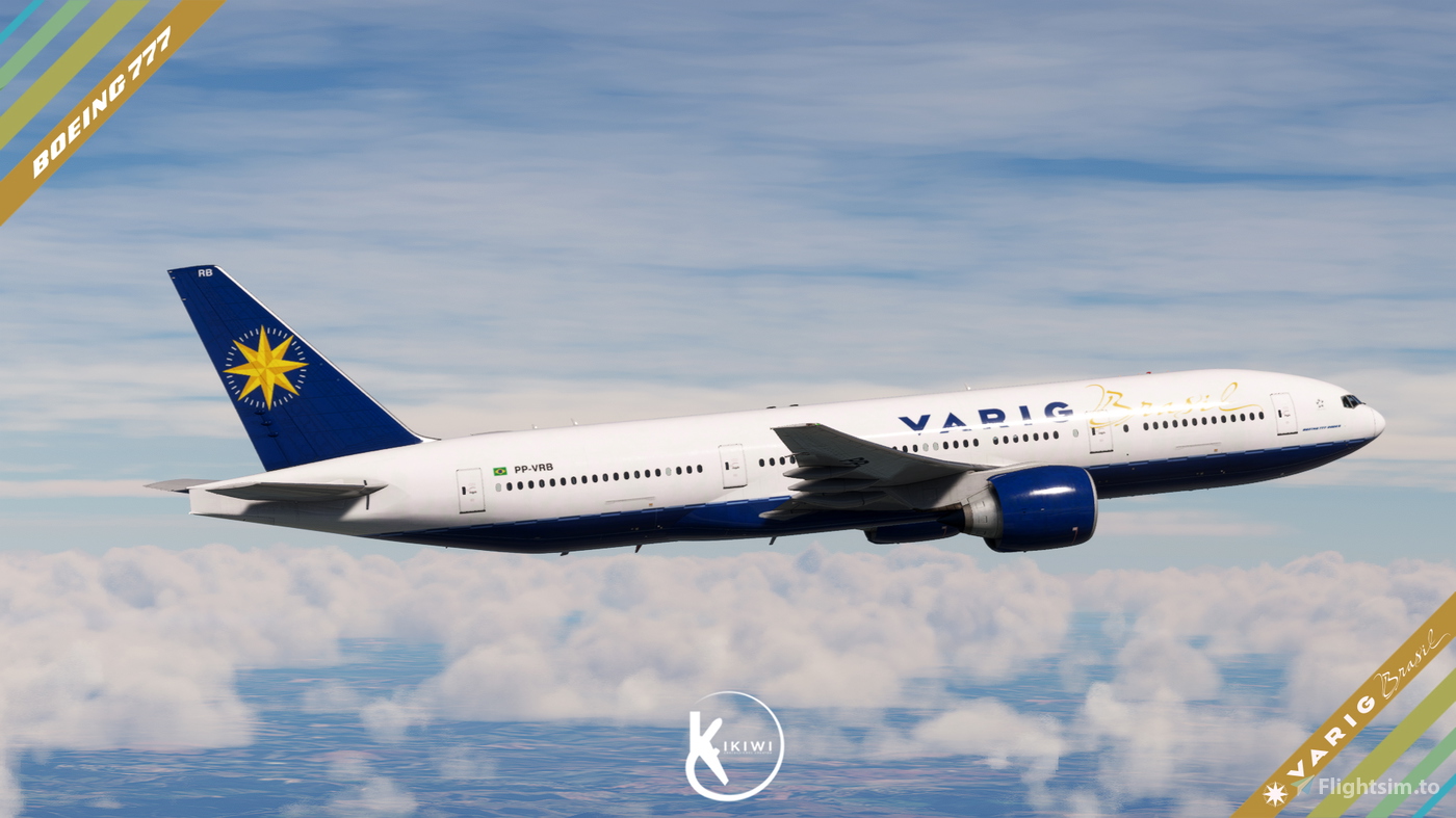 PMDG Boeing 777-200ER Varig Brasil 1996 Livery PP-VRB 8K for Microsoft ...