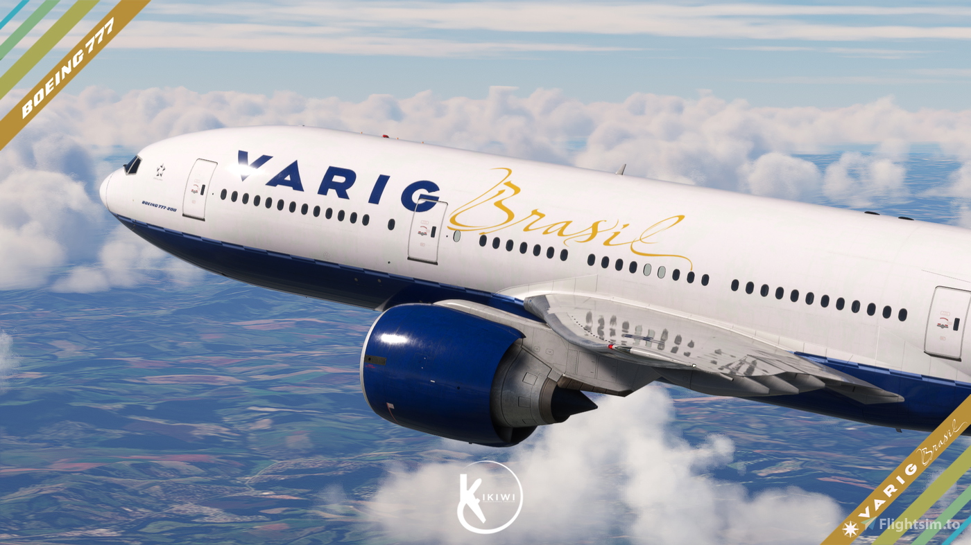 PMDG Boeing 777-200ER Varig Brasil 1996 Livery PP-VRB 8K for Microsoft ...