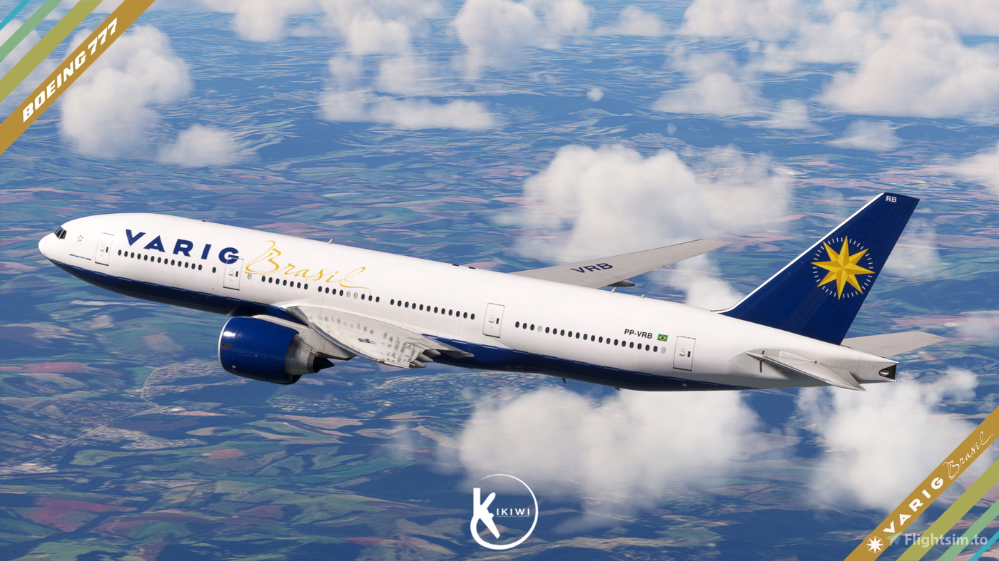 PMDG Boeing 777-200ER Varig Brasil 1996 Livery PP-VRB 8K for Microsoft ...