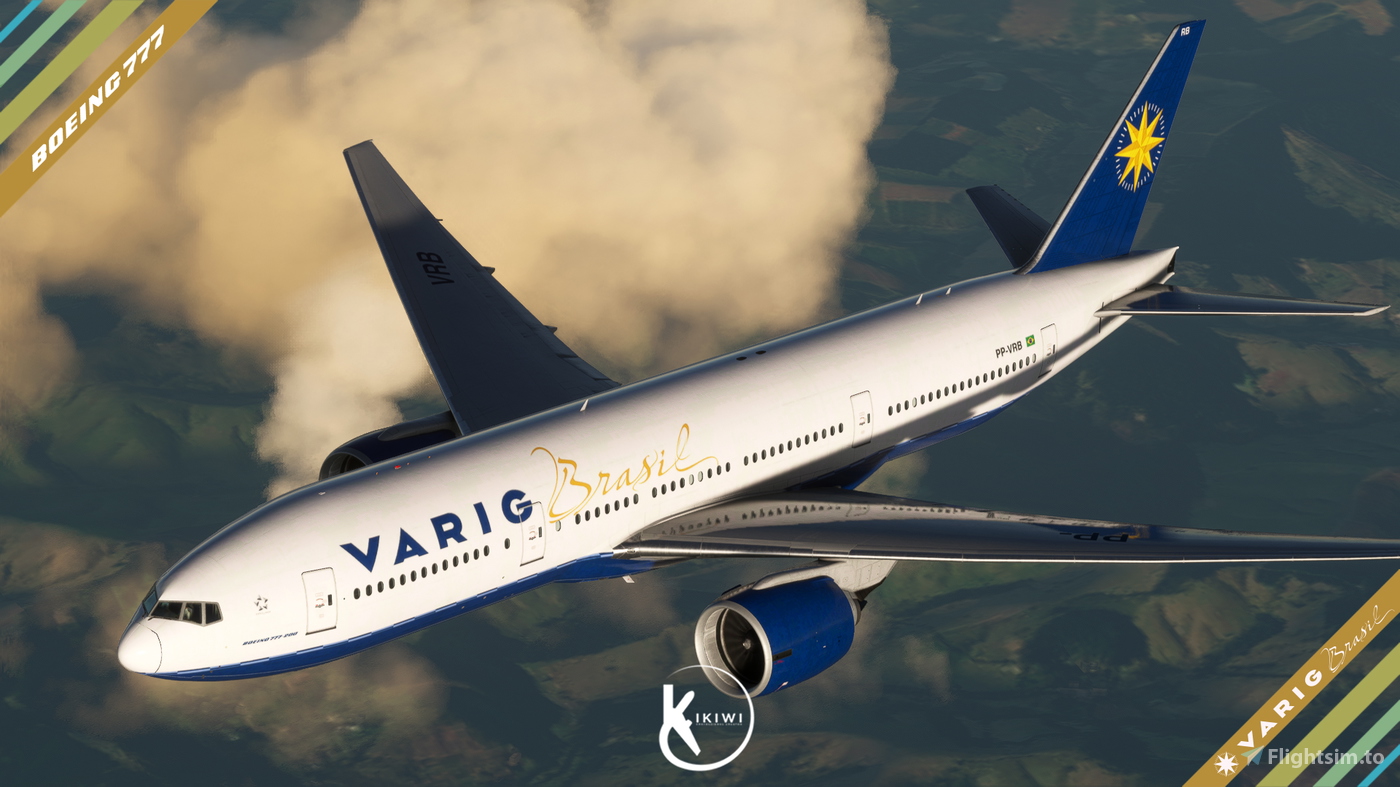 PMDG Boeing 777-200ER Varig Brasil 1996 Livery PP-VRB 8K for Microsoft ...