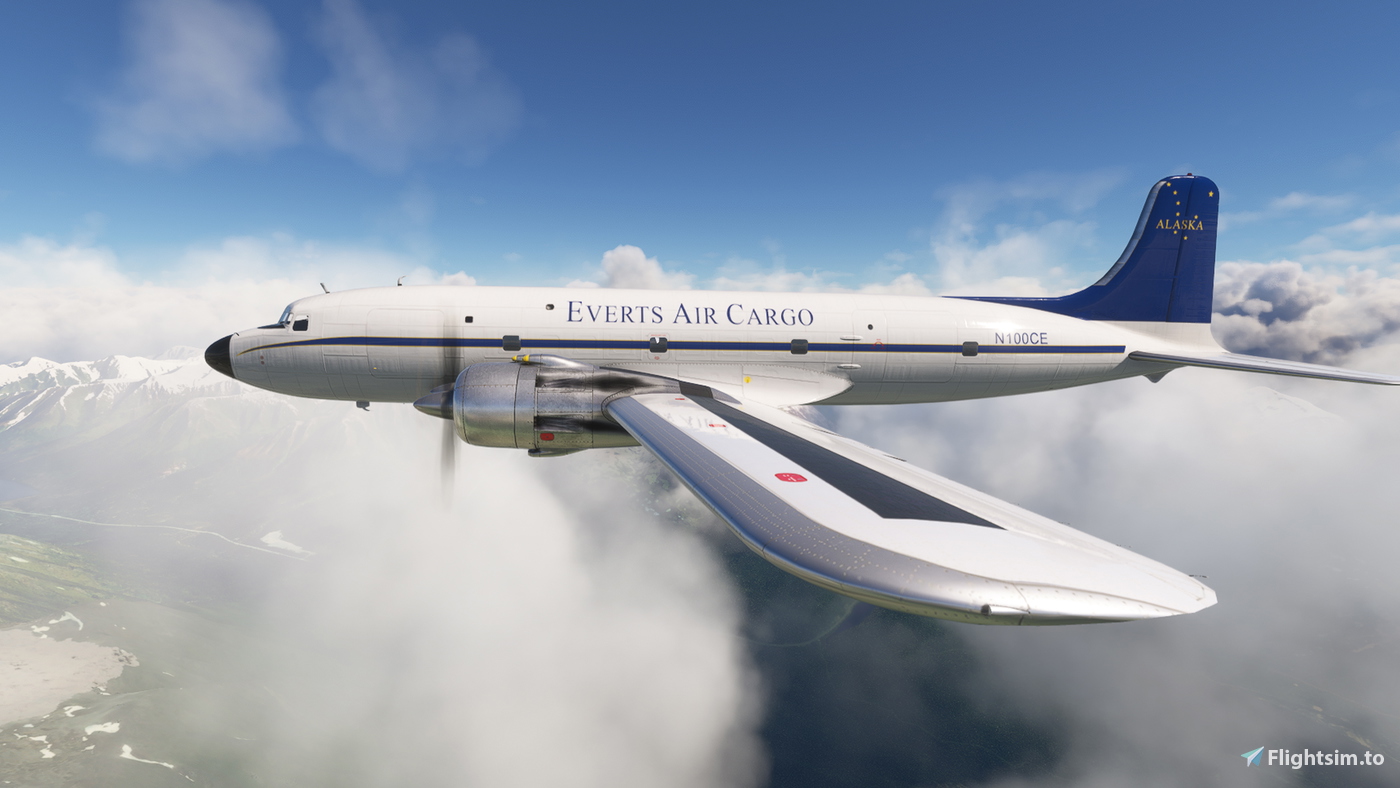 PMDG DC-6A Everts Air Cargo (N100CE) for Microsoft Flight Simulator | MSFS