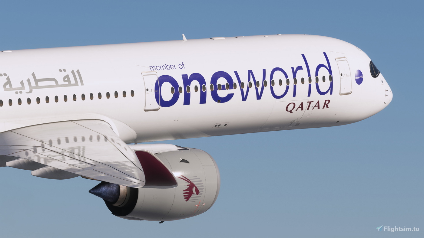 Qatar Airways [A7-ANE 'Oneworld'] - IniBuilds A350-1000 para Microsoft Flight Simulator | MSFS