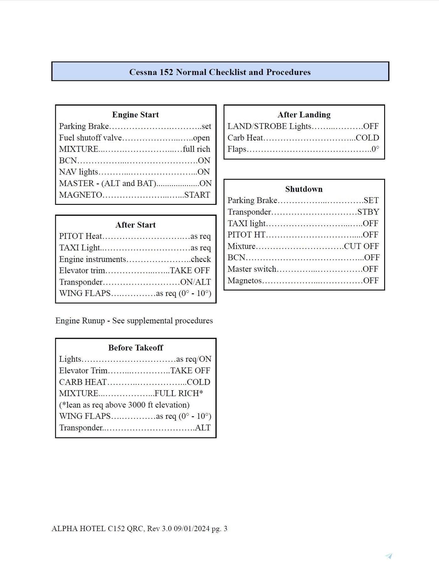 Quick Reference/Checklist - Cessna 152 for Microsoft Flight Simulator ...