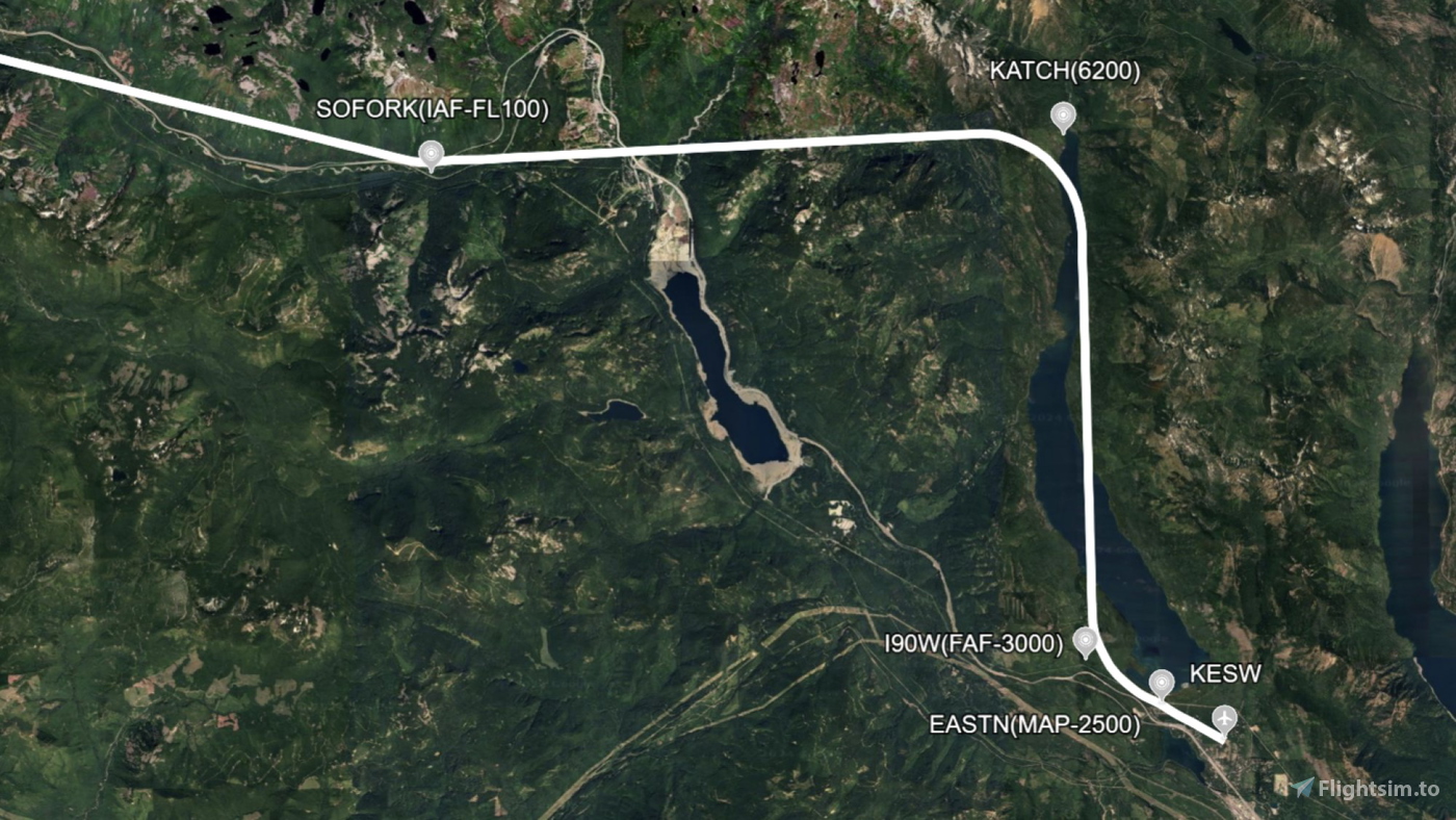 RNAV approach for Easton State KESW Rwy 9 "back way" with custom ...