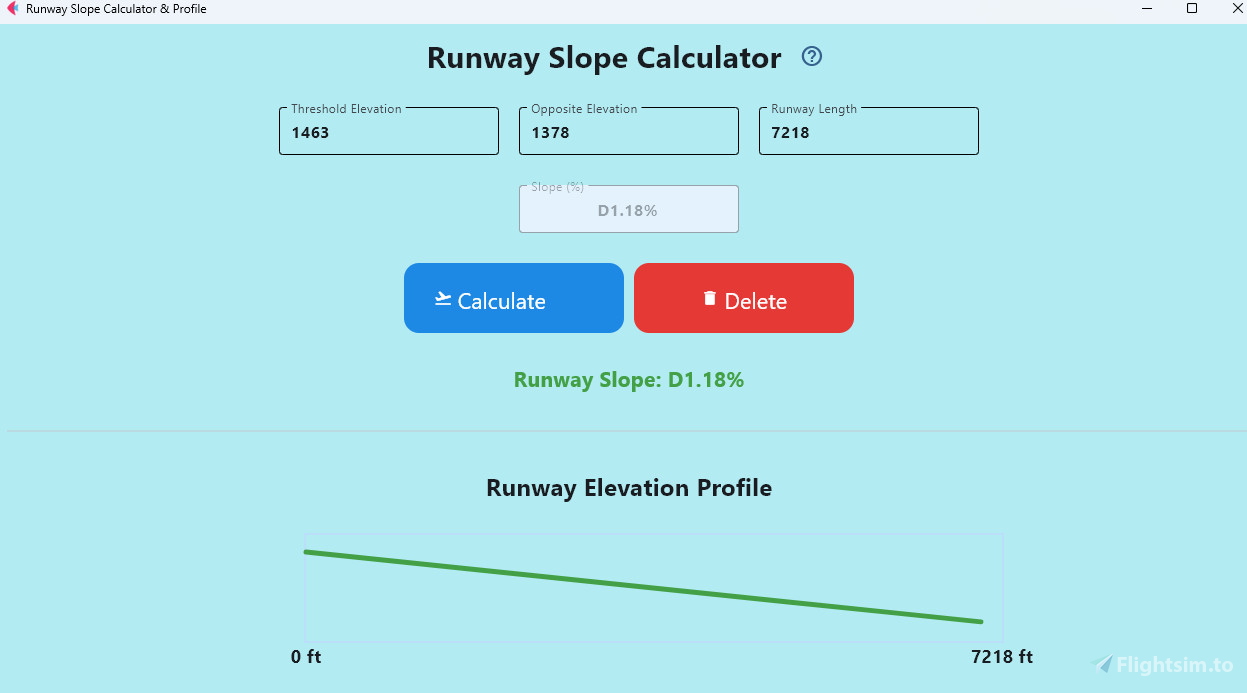 Runway Slope Calculator para Microsoft Flight Simulator | MSFS
