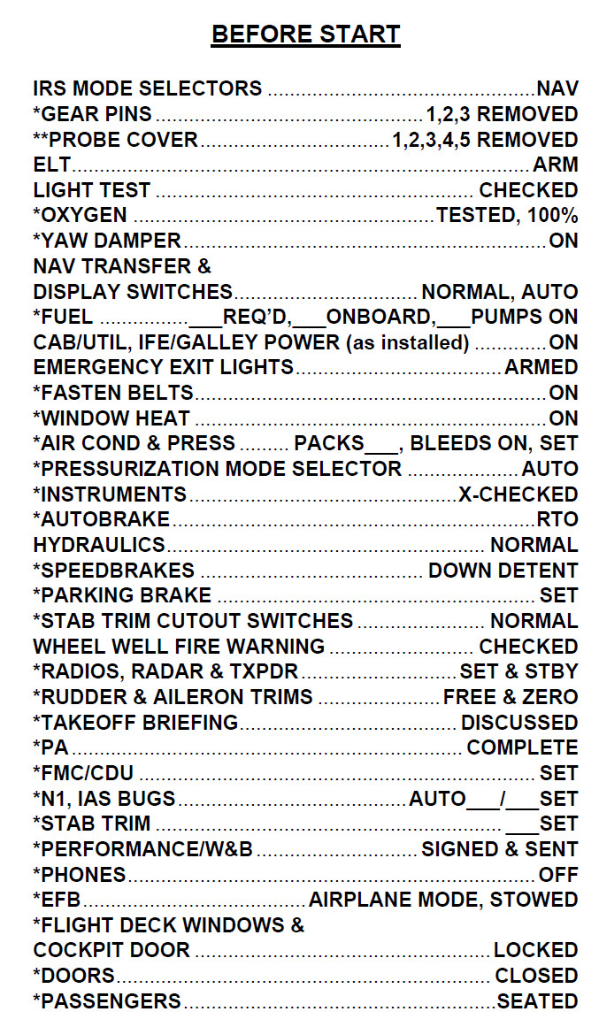 RYANAIR B737-8200 - Normal checklist (official) para Microsoft Flight ...