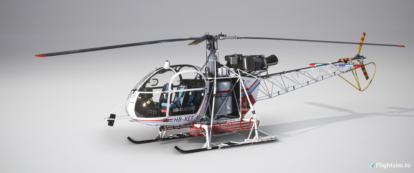 SA315B Lama HB-XEF airglaciers Paket for Microsoft Flight Simulator | MSFS
