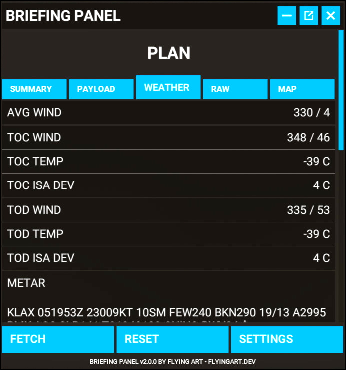 Briefing Panel for Microsoft Flight Simulator | Feed