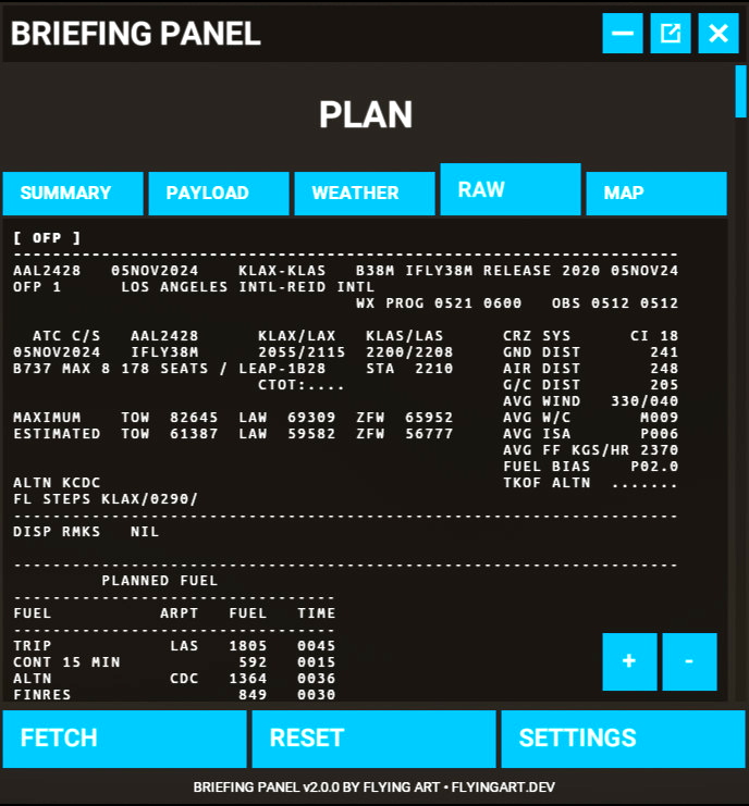 Briefing Panel for Microsoft Flight Simulator | Feed