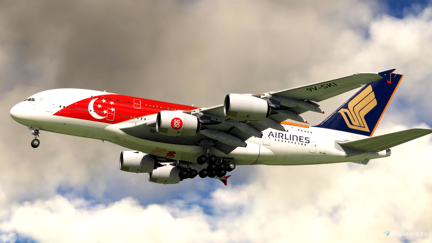 Singapore Airlines 9V-SKI Singapore's 50th | FBW A380 | 4K のために ...