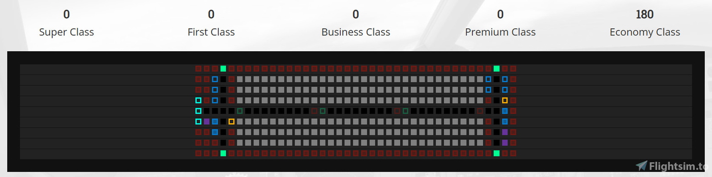 SLC Cabin Layout FENIX A320 with 180 Seats - Economy Only for Microsoft Flight Simulator | MSFS