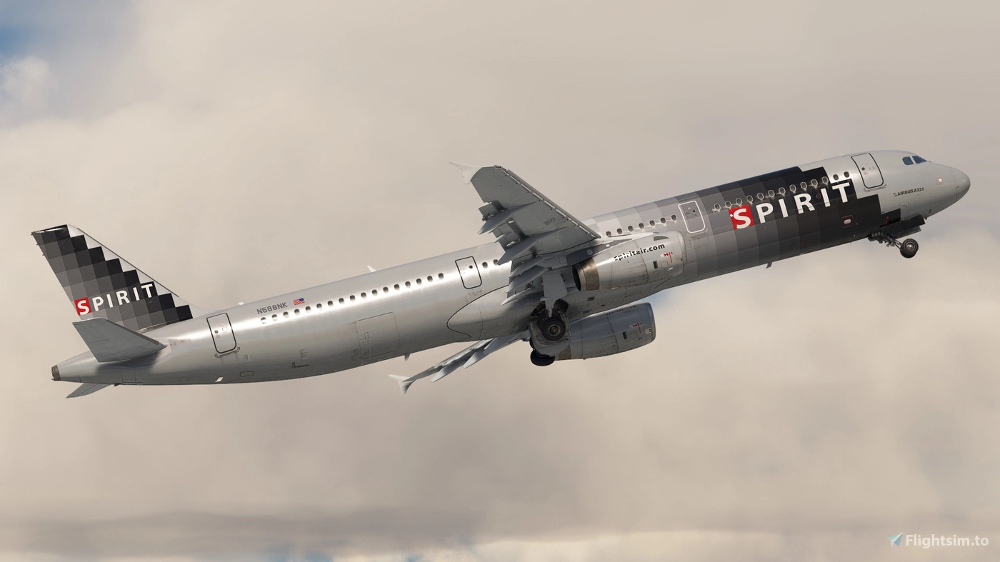 Spirit Airlines 'Silver Pixel' | N588NK | w/Cabin | Fenix A321 (8K + 4K) のために Microsoft Flight ...