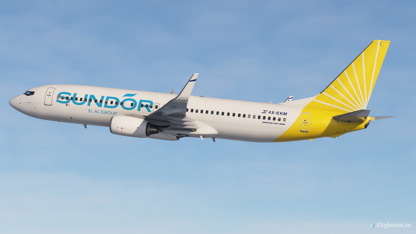 Sundor (El Al Group) | 4X-EKM | PMDG 737-800 | w/Cabin Textures for Microsoft Flight Simulator ...