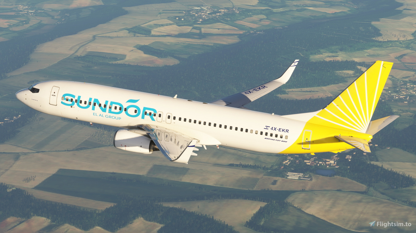 Sundor (El Al Group) | 4X-EKR | PMDG 737-800 | w/Cabin Textures for Microsoft Flight Simulator ...