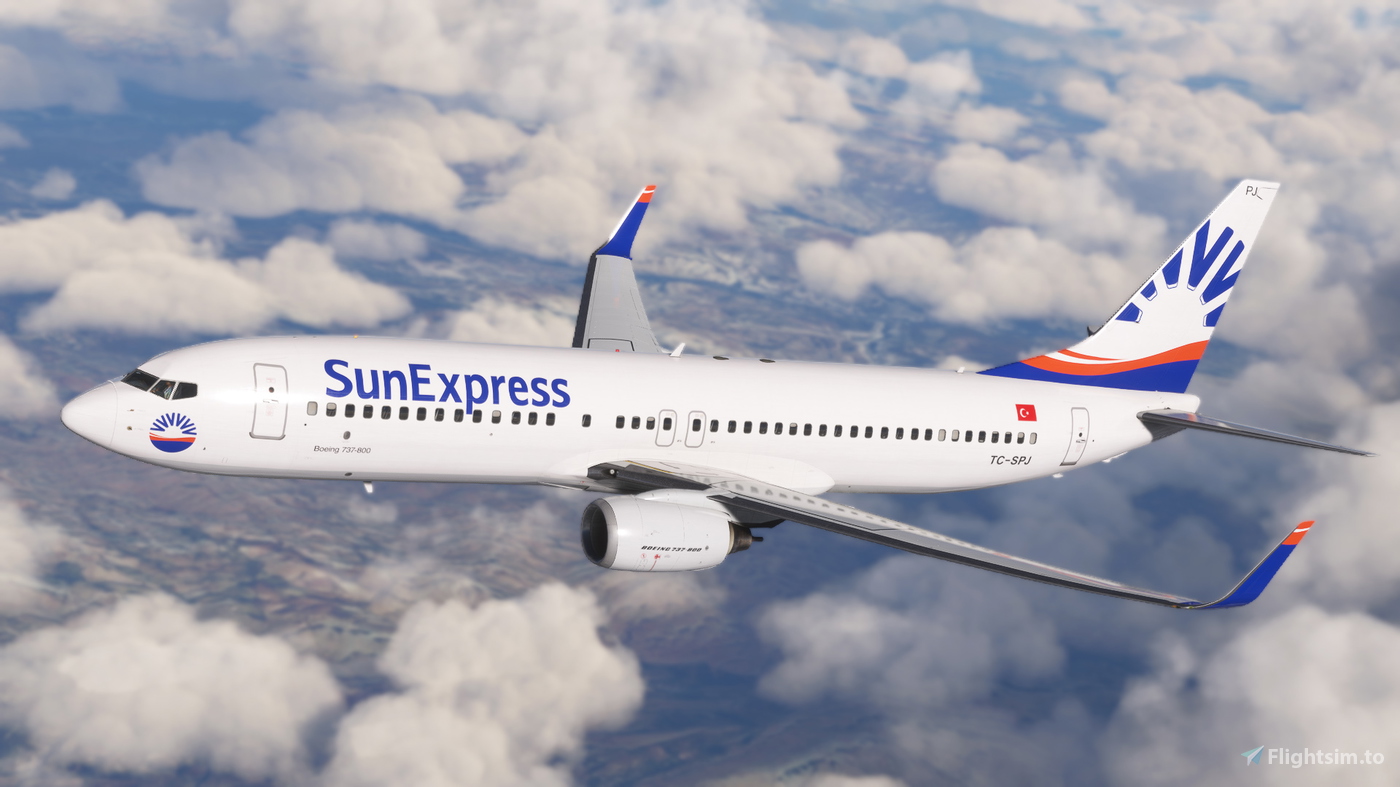 SunExpress Boeing 737-800 PMDG BW TC-SPJ and TC-SPS Hybrid Livery for Microsoft Flight Simulator ...