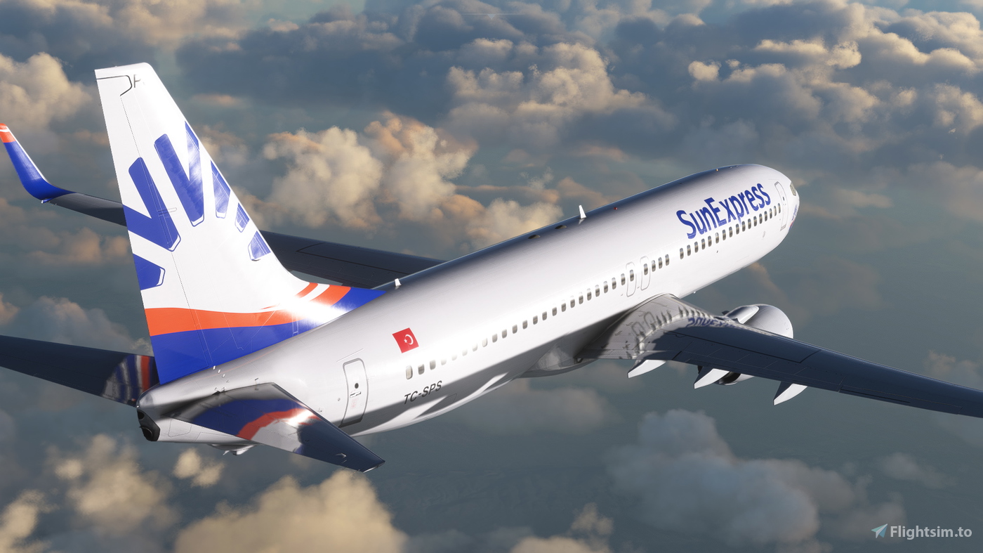 SunExpress Boeing 737-800 PMDG BW TC-SPJ and TC-SPS Hybrid Livery for Microsoft Flight Simulator ...