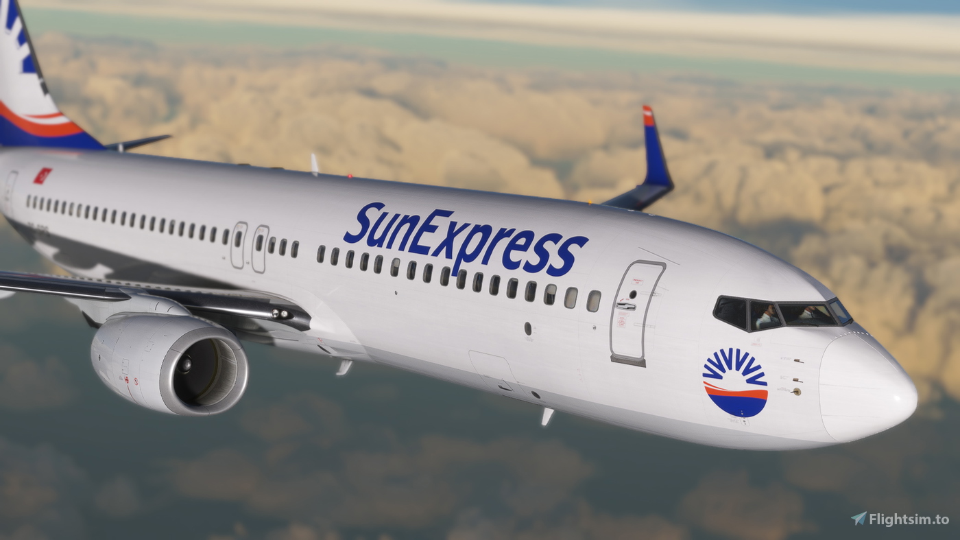 SunExpress Boeing 737-800 PMDG BW TC-SPJ and TC-SPS Hybrid Livery for Microsoft Flight Simulator ...