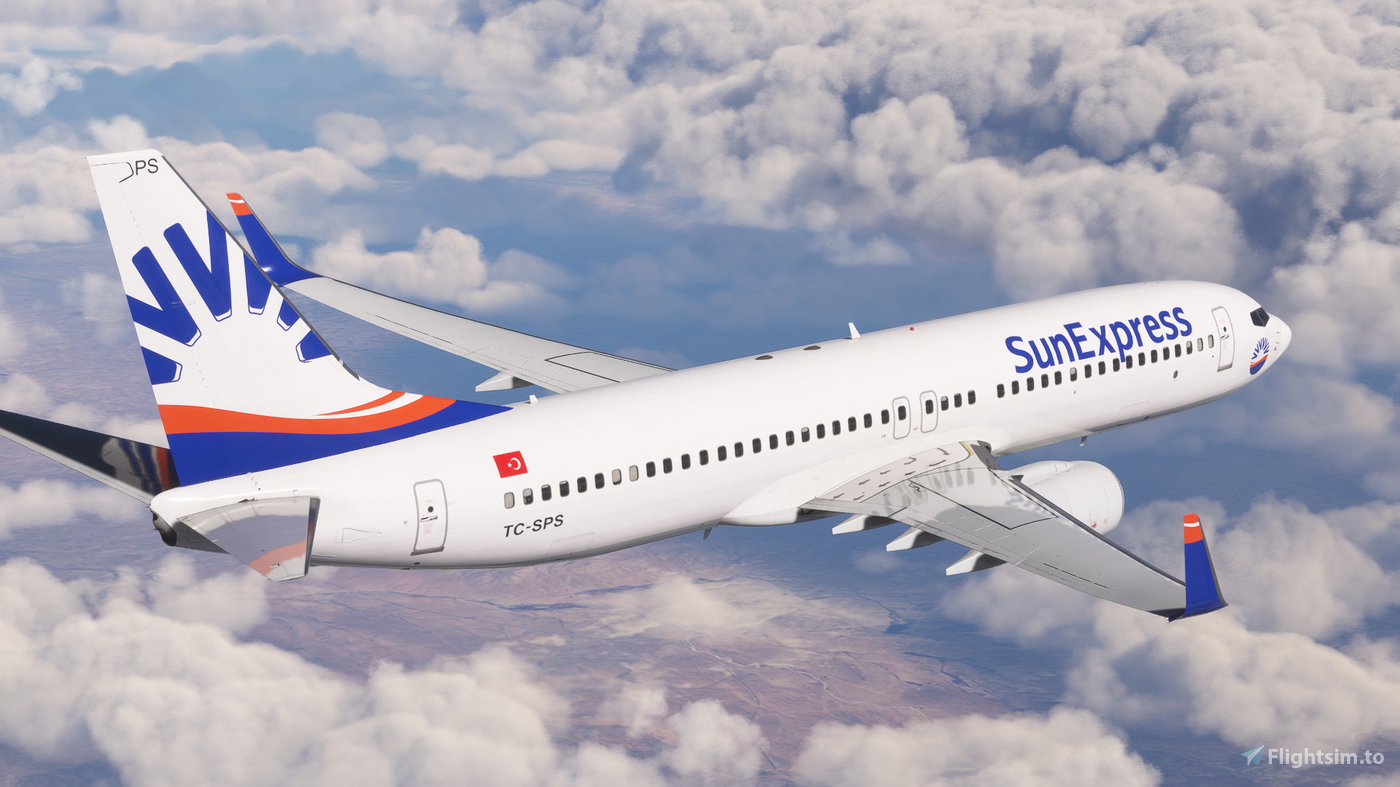 SunExpress Boeing 737-800 PMDG BW TC-SPJ and TC-SPS Hybrid Livery for Microsoft Flight Simulator ...