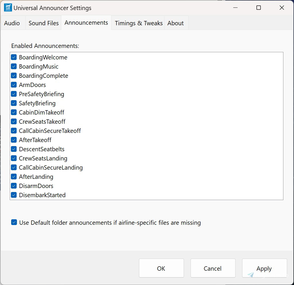 Universal Announcer per Microsoft Flight Simulator | MSFS