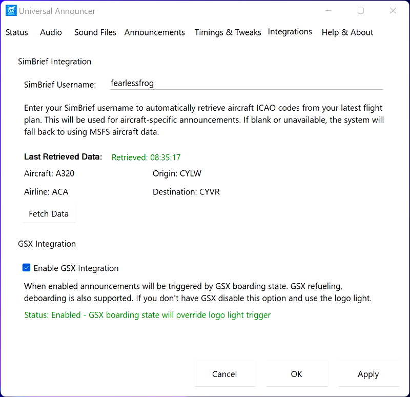 Universal Announcer for Microsoft Flight Simulator | Feed