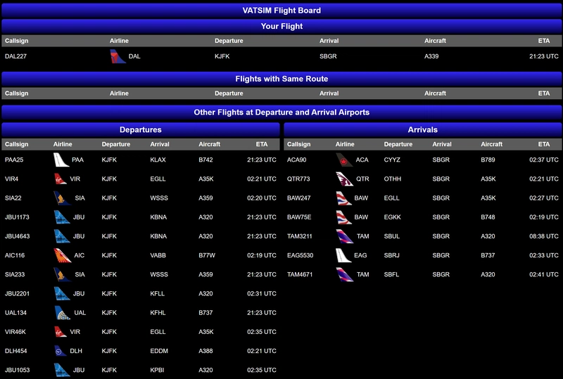 VATSIM Flight Board for Microsoft Flight Simulator | MSFS