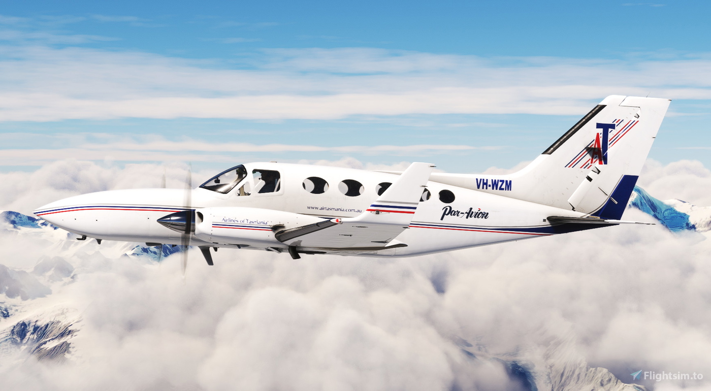 VH-WZM Par-Avion (Airlines of Tasmania) | FlySimWare C414 Chancellor [4K] for Microsoft Flight ...